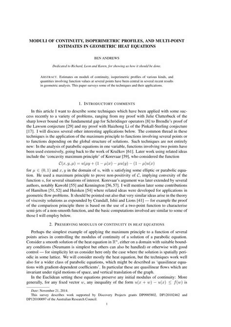 Pdf Moduli Of Continuity Isoperimetric Profiles And Multi