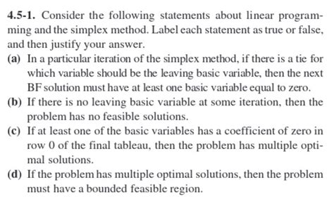 Solved 45 1 Consider The Following Statements About Linear