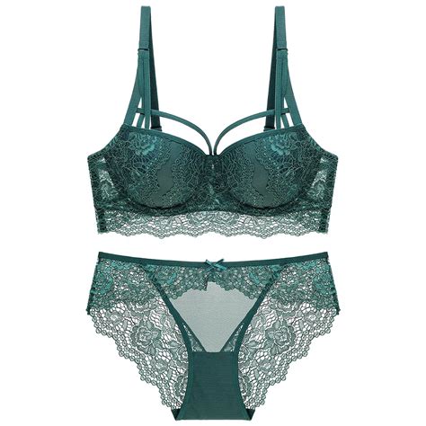 Womens Push Up Padded Underwire Molded Bra Lady Lace Bra Set Gather Up