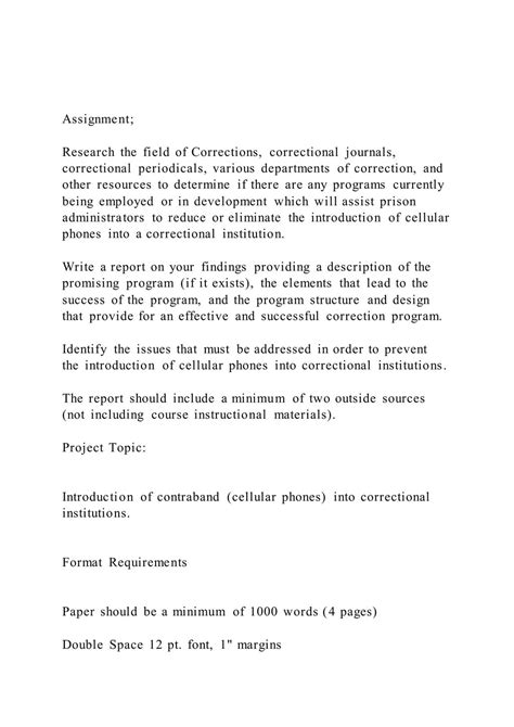 Assignment Research The Field Of Corrections Correctional J Pdf