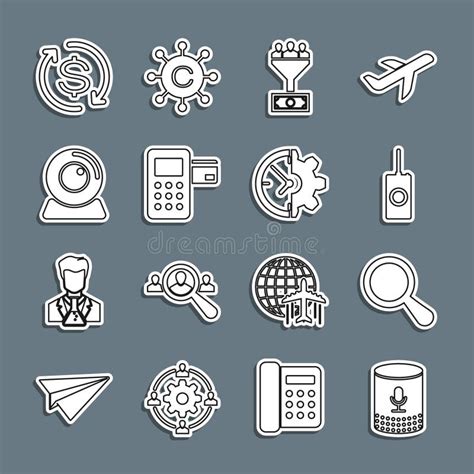 Set Line Voice Assistant Magnifying Glass Remote Control Lead Management Pos Terminal Web