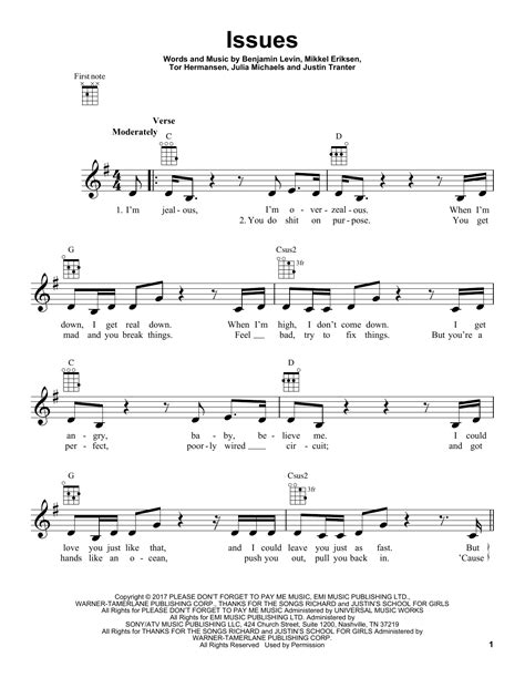 Issues By Julia Michaels Ukulele Guitar Instructor