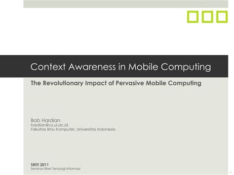 Context Awareness In Mobile Computing Ppt Computer Software And Applications Computing