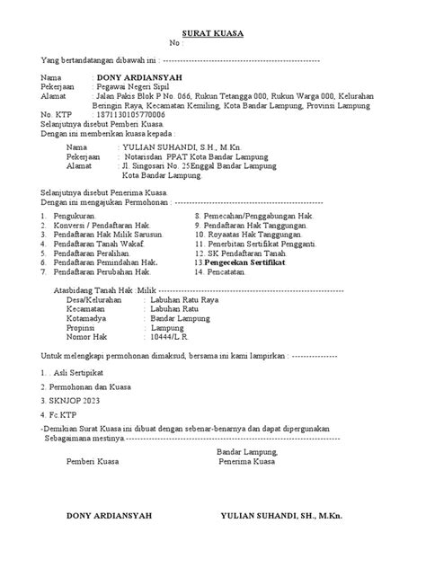 Surat Kuasa Pengecekan Pdf