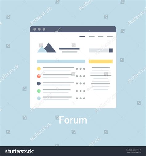 Forum Website Wireframe Interface Template Flat Stock Vector Royalty