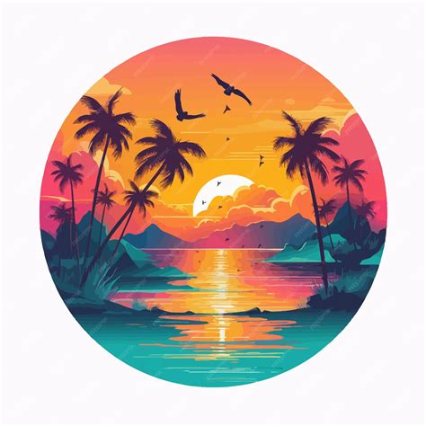 Premium Vector Beach Sunset Vector Art
