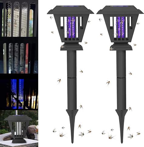 2 Pack Solar Insect Killer Lights Outdoor Waterproof Led Bug Zapper