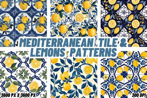 Mediterranean Tile And Lemons Graphic By Fabricraft · Creative Fabrica