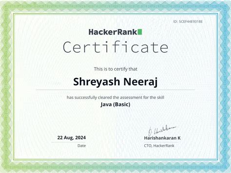 Shreyash Neeraj On Linkedin Java Certification Hackerrank Learning