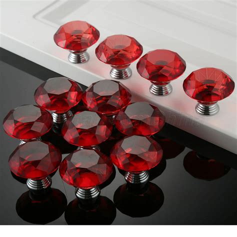 Red Cabinet Knobs Set Of 4 Modern Cabinet Knobs
