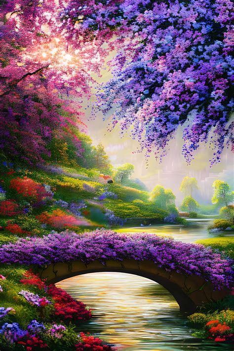 Ai Art Spring Flowers By The Bridge By Habaricszs On Deviantart