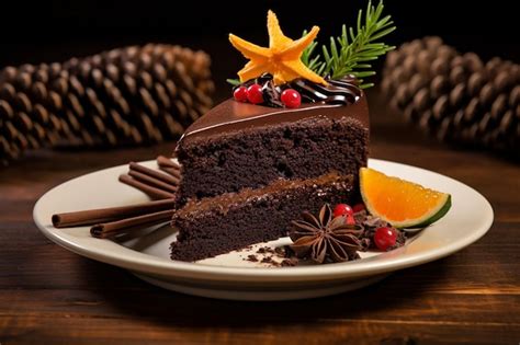 Premium Photo Slice Of Sumptuous Dark Chocolate Cake