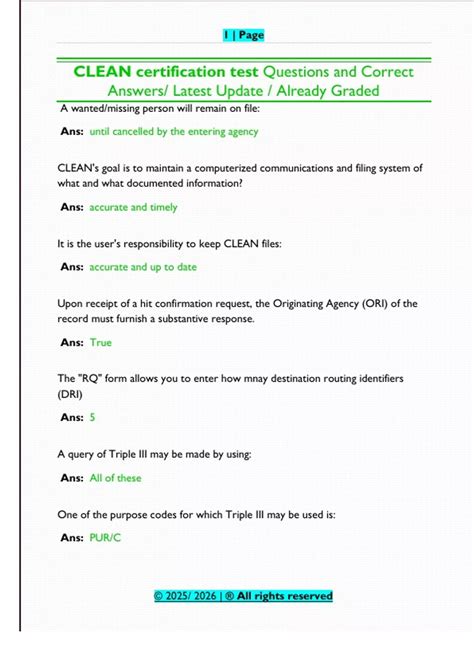 Clean Certification Exam Questions And Correct Answers 2025 2026 Criminal Justice Network