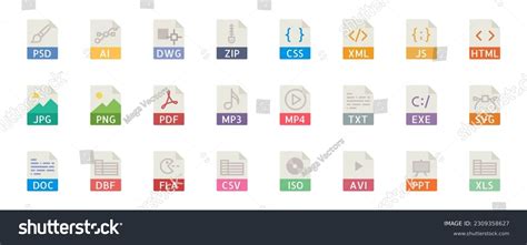 Set File Type Icon Set Pack Stock Vector Royalty Free 2309358627 Shutterstock