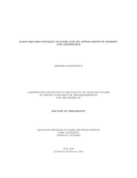 Pdf Least Squares Wavelet Analysis And Its Applications In Geodesy