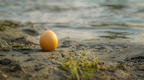 Chicken Egg On A Soft Sandy Riverbank Premium Ai Generated Image
