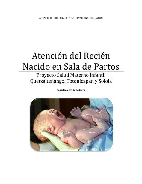 Atencion Del Recien Nacido En Sala De Partos Agencia De CooperaciÓn