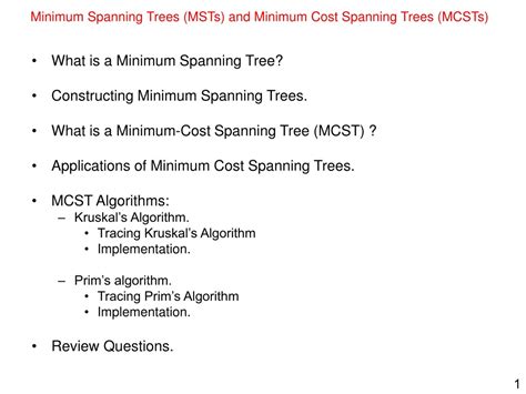 Ppt Minimum Spanning Trees And Minimum Cost Spanning Trees Powerpoint