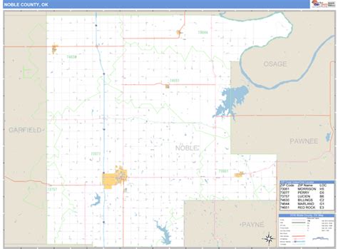 Noble County Oklahoma Zip Code Wall Map Map