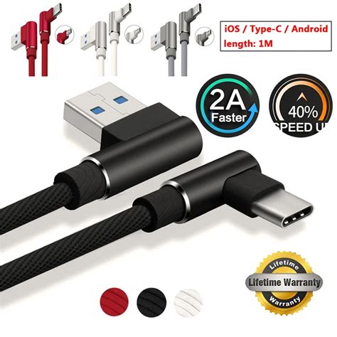 M Micro Usb Type C Ios Reversible Degree Cords Fast Charging Sync Data Cable For Samsung