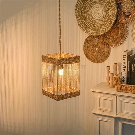 Rectangular Rattan Lampshade Elegant Linear Design