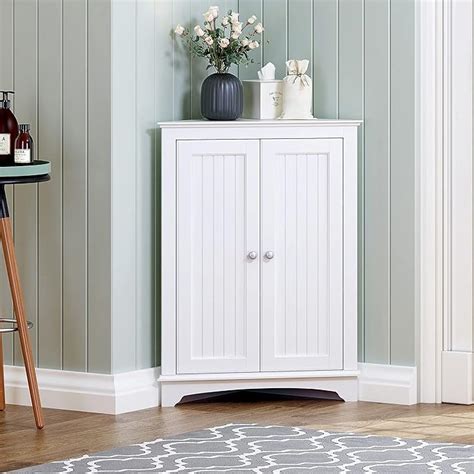 Spirich Home Floor Corner Cabinet With Two Doors And Shelves Free