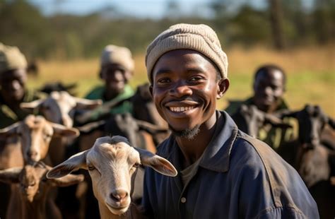 Free Photo Farmer Taking Care Of Photorealistic Goat Farm