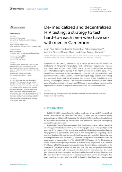 Pdf De Medicalized And Decentralized Hiv Testing A Strategy To Test
