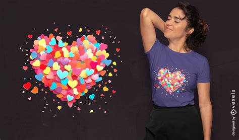 Heart Confetti T Shirt Design Psd Editable Template