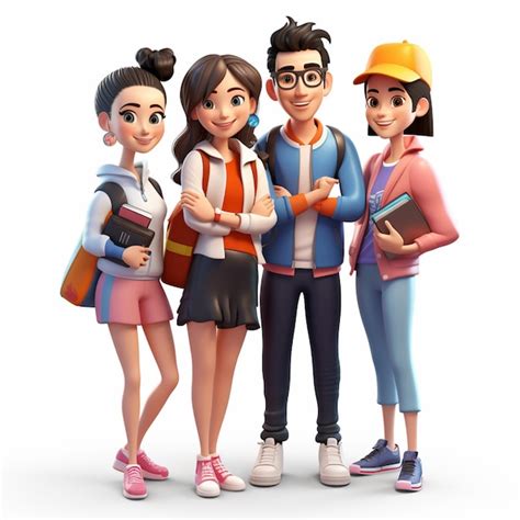 Arafed Group Of Cartoon Characters Standing Together In A Line