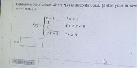 Solved Determine The X Values Where Fx ﻿is Discontinuous