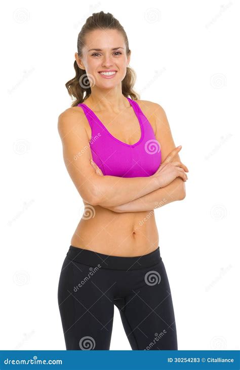 Portrait Of Smiling Fitness Young Woman Stock Image Image Of Health