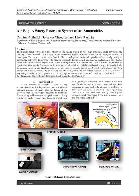 Pdf Air Bag A Safety Restraint System Of An Automobile