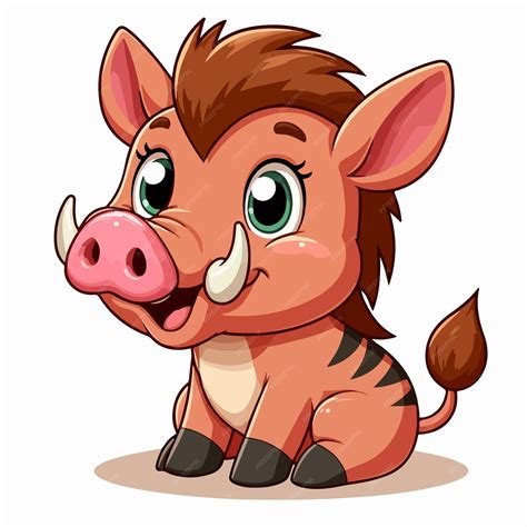 Premium Vector Cute Warthog Vector Cartoon Illustration