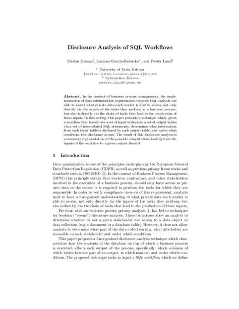 Pdf Disclosure Analysis Of Sql Workflows