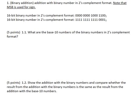 Solved (Binary addition) ﻿addition with binary number in | Chegg.com