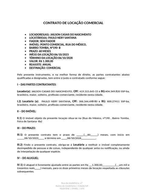 Contrato De Locacao Comercial Nery 03 Pdf
