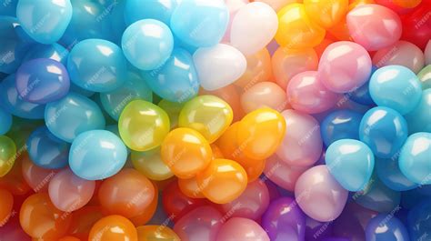 Bright Abstract Background Of Jumble Of Rainbow Colored Balloons