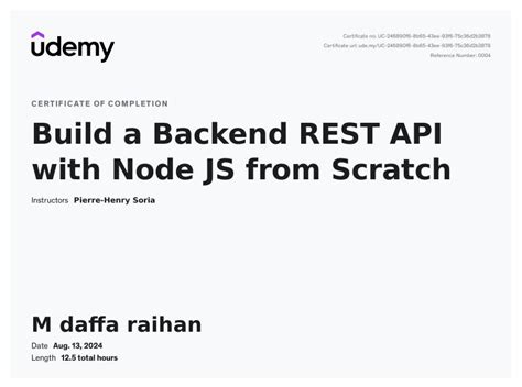 Muhammad Daffa Raihan On Linkedin Certification Udemy Nodejs