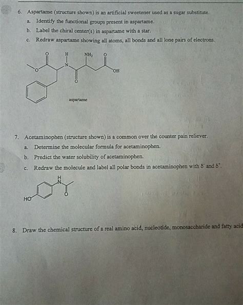 Solved Aspartame Structure Shown Is An Artificial