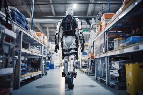 Advanced Exoskeleton Stationed In A Factory Stock Image Image Of Suit Futuristic 297130553