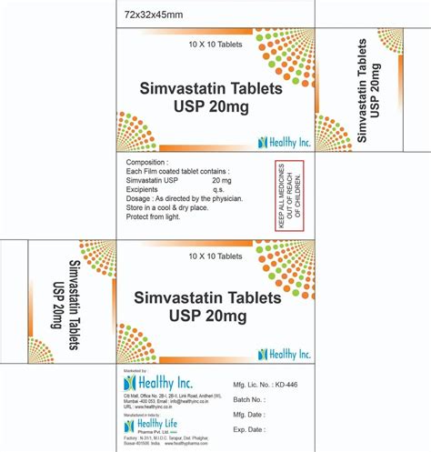 Simvastatin Tablets Usp 20 Mg At Rs 172 6 Strip Andheri West Mumbai Id 23580051830