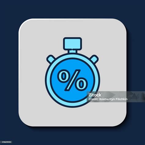 채워진 윤곽선 스톱워치 및 백분율 아이콘이 파란색 배경에 분리되어 있습니다 시간 타이머 표시입니다 벡터 2 위 상 종류에 대한