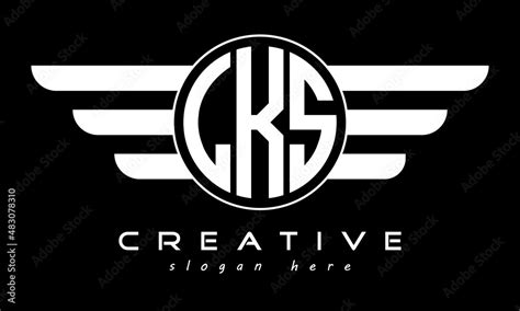 Lks Three Letter Monogram Type Circle Letter Logo With Wings Vector