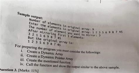Solved Sample Output The Number Of Element You Want To Chegg Com