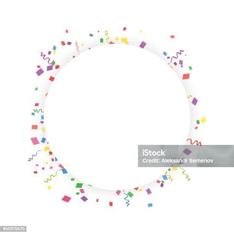 리본 색깔된 색종이와 흰색 바탕에 둥근 배너 벡터 일러스트 레이 션 공휴일에 대한 스톡 벡터 아트 및 기타 이미지 공휴일 기념일 놀라움 Istock