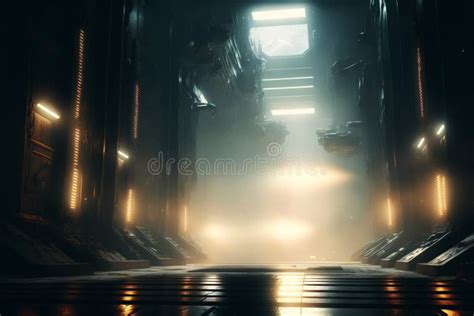 Futuristic Science Fiction Space Scene Sci Fi Render Spaceship