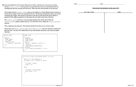 Solved Name Login 24 Given The Definitions Of The Classes