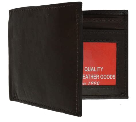 Mens Slim Bifold Cowhide Leather Wallet With Id Window 1160 Cf Menswallet