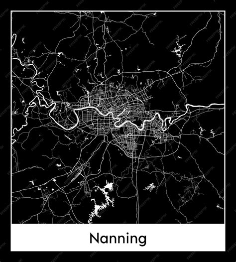 Premium Vector Minimal City Map Of Nanning China Asia